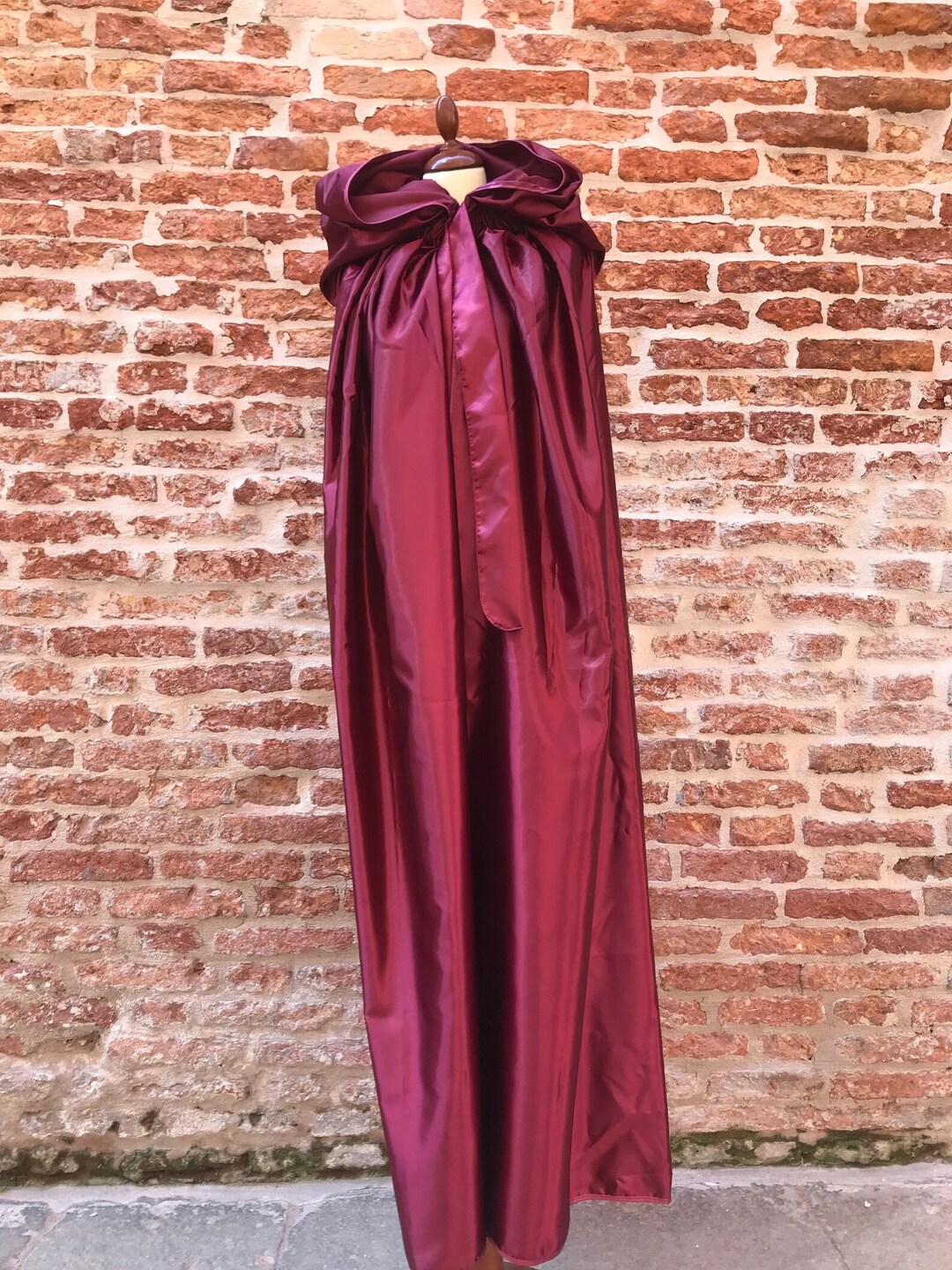 Red Satin Cape With Hood for Women - Hand Made - Etsy