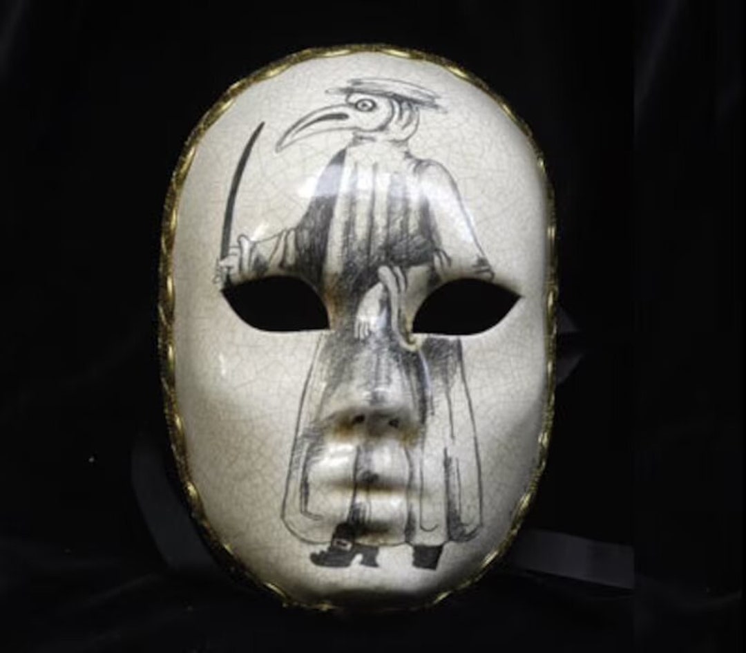 Hand Drawn Venetian Papier-mâché Mask With Plague Doctor - Etsy