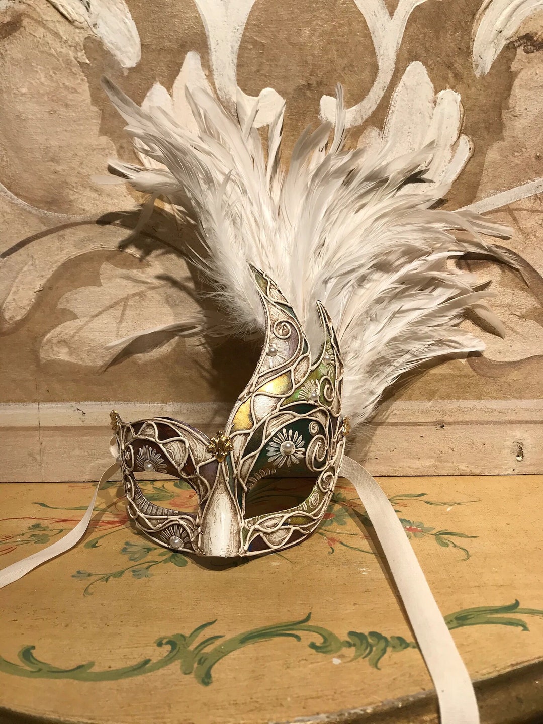 Venetian Mask, Feathered Mask, Original Mask - Etsy