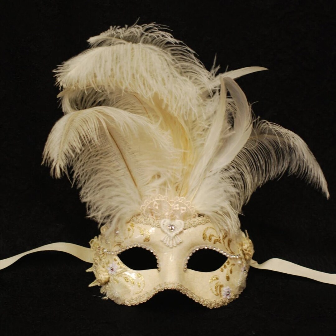 Papier-mâché Mask With Feathers - Bridal Collection "into the White" - Etsy