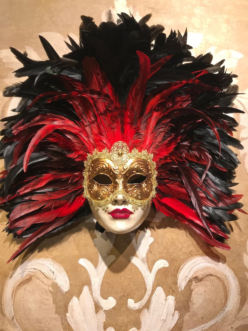 Venetiaans masker, prinses van veren, origineel masker van Venetië ...