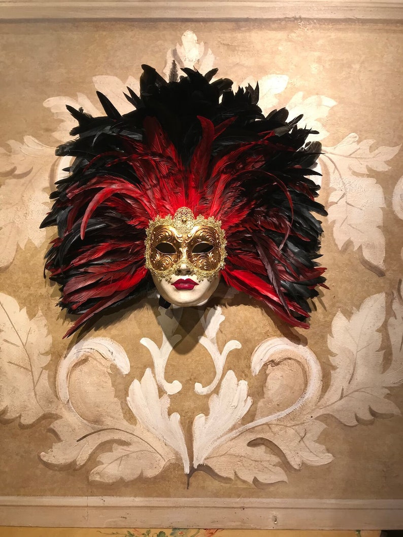 Venetiaans masker, prinses van veren, origineel masker van Venetië ...