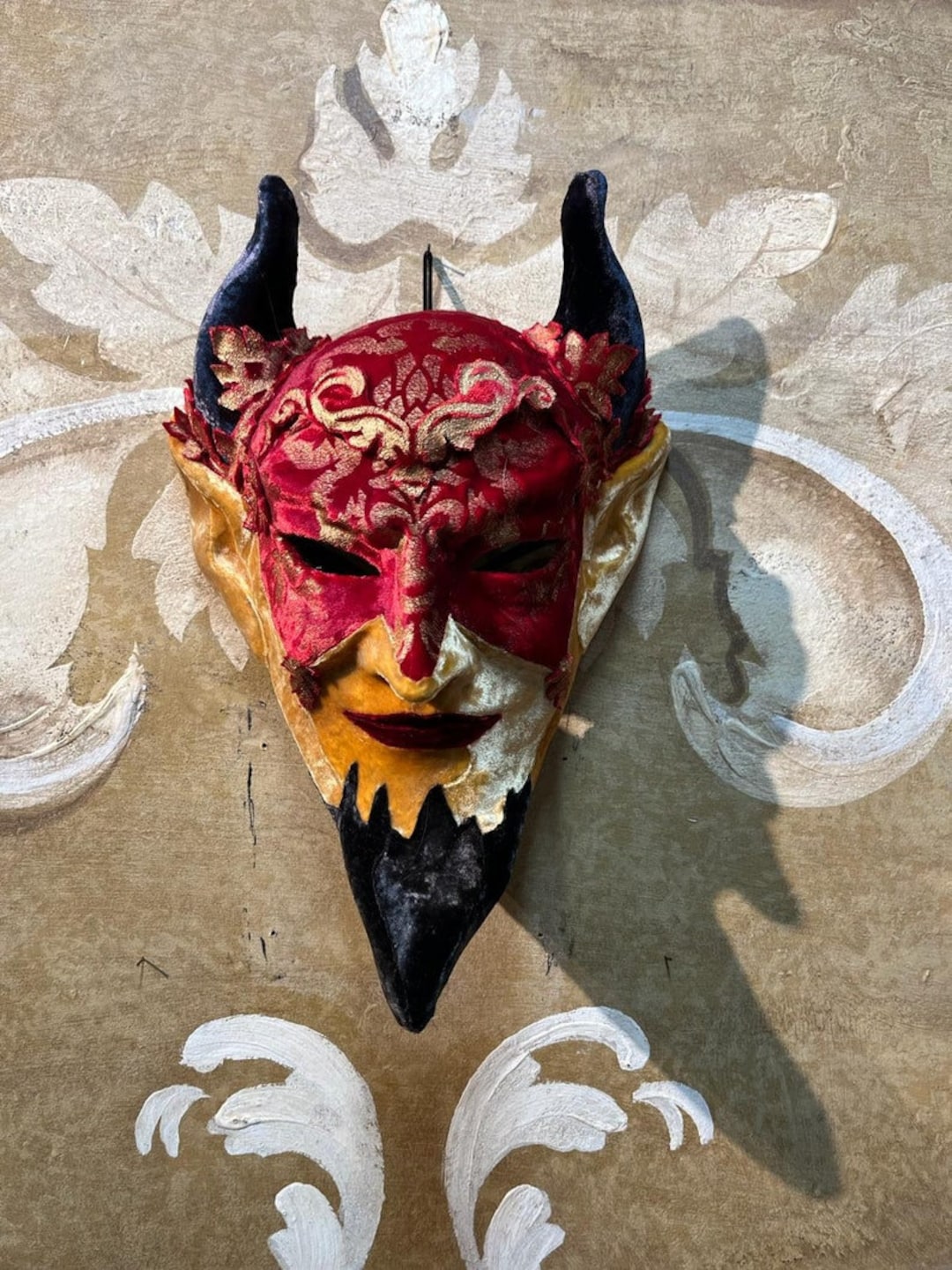 Venetian Mask, Painted Velvet Devil Mask, Original Venetian Mask - Etsy