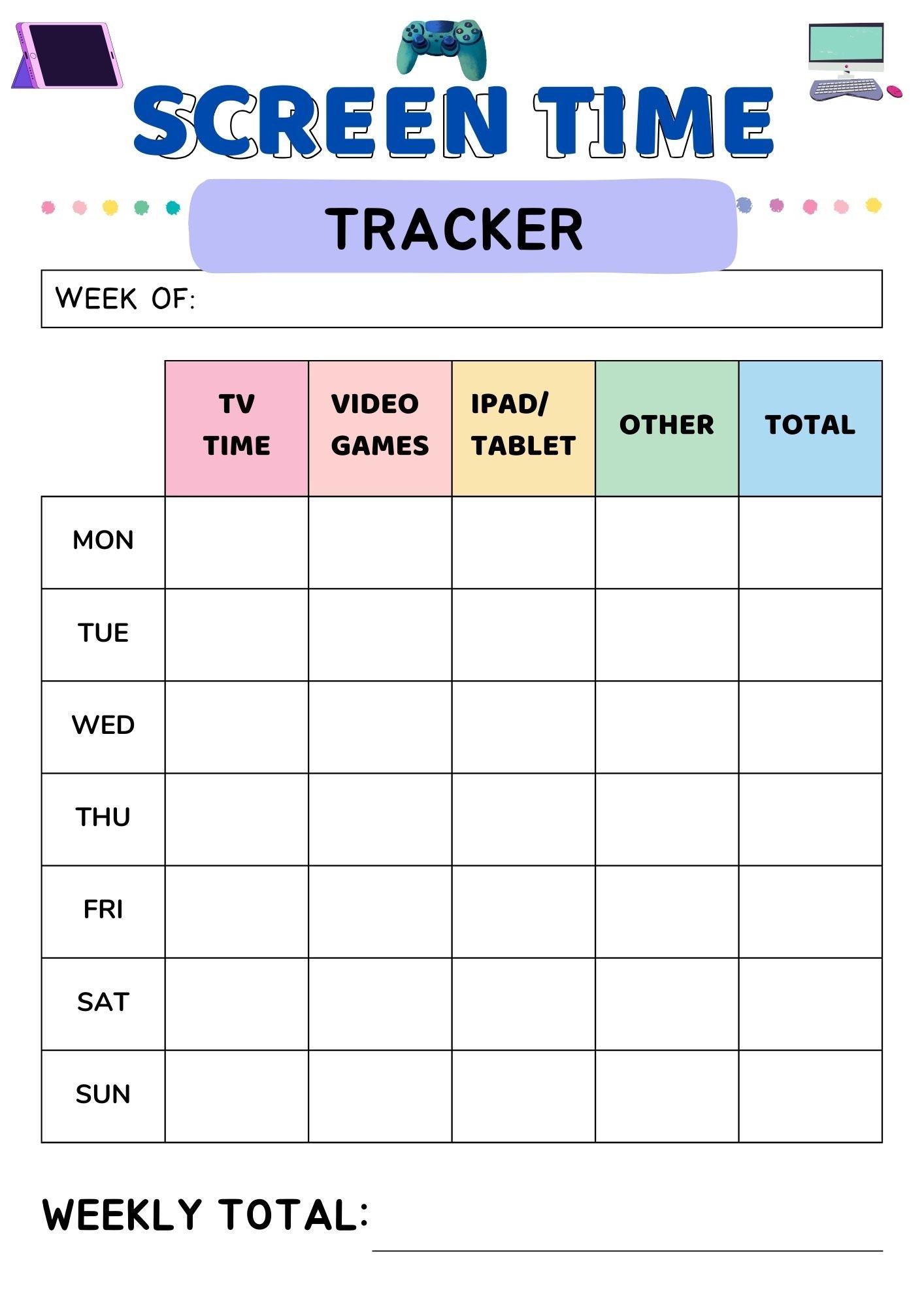 Kids SCREENTIME CHORE REWARDS Charts, Printable Screen Time Chart ...