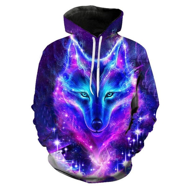 Galaxy Wolf Hoodies - Etsy