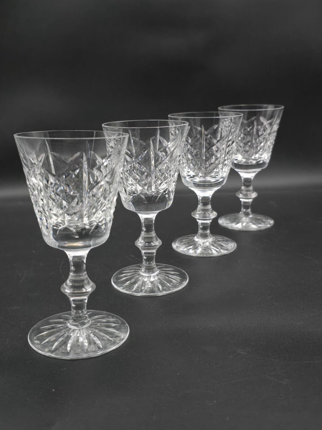Set of 4 Edinburgh Crystal Highland Pattern Small Crystal Wine Glasses ...