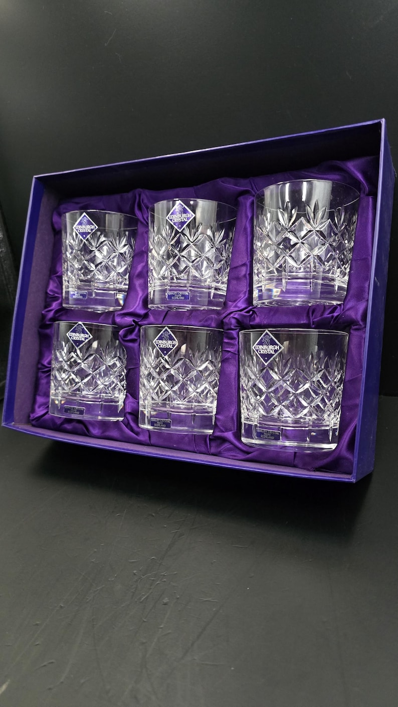 Edinburgh Crystal Set of 6 Large Whisky Tumblers – 10oz / 295ml – Boxed ...