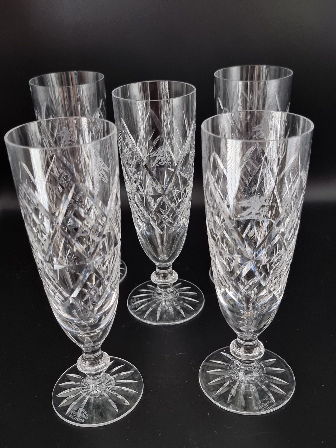 5 Stunning Scottish Crystal Champagne Flutes - Etsy