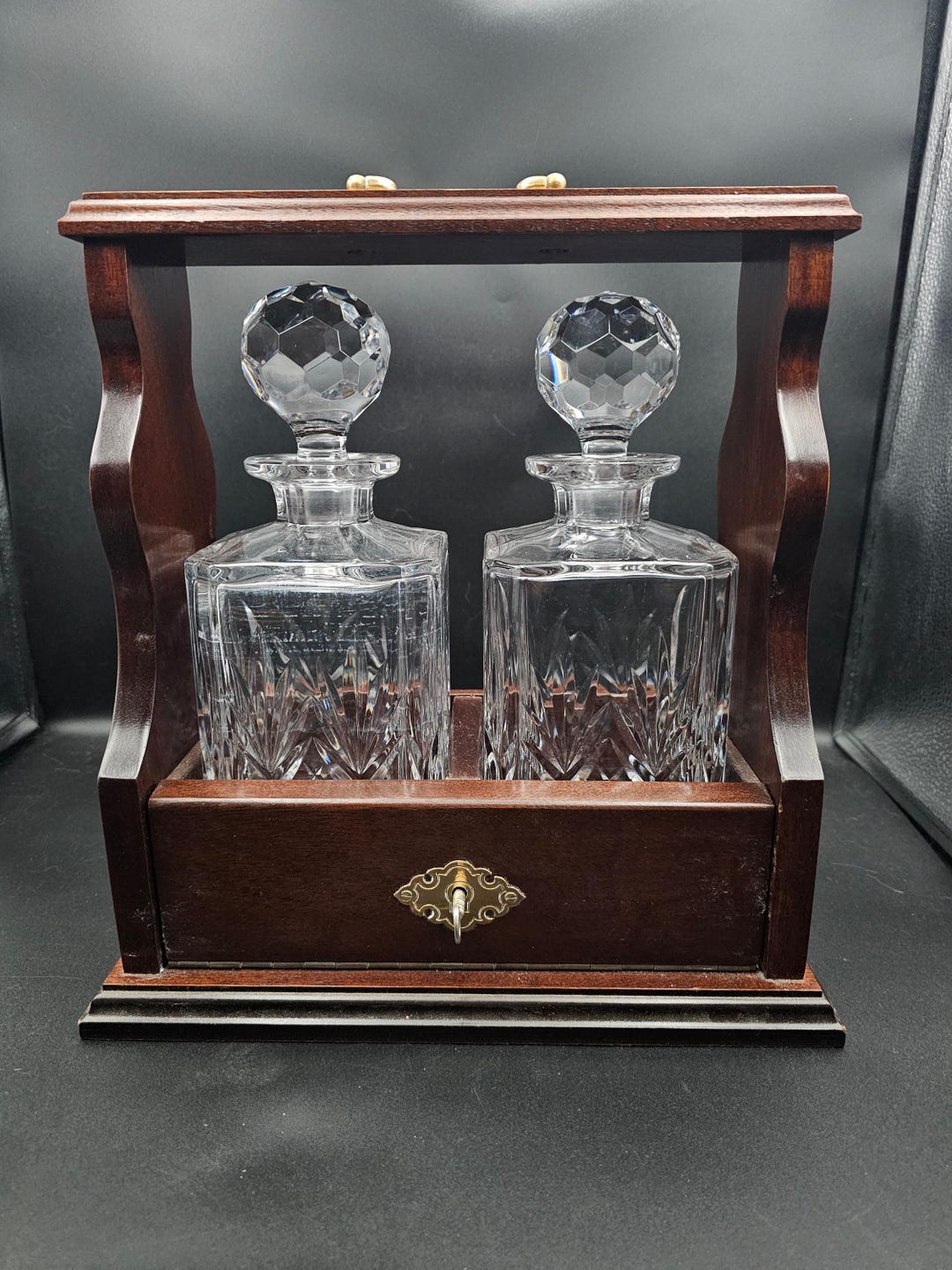 Twin Decanter Tantalus With Lock & Key - Etsy