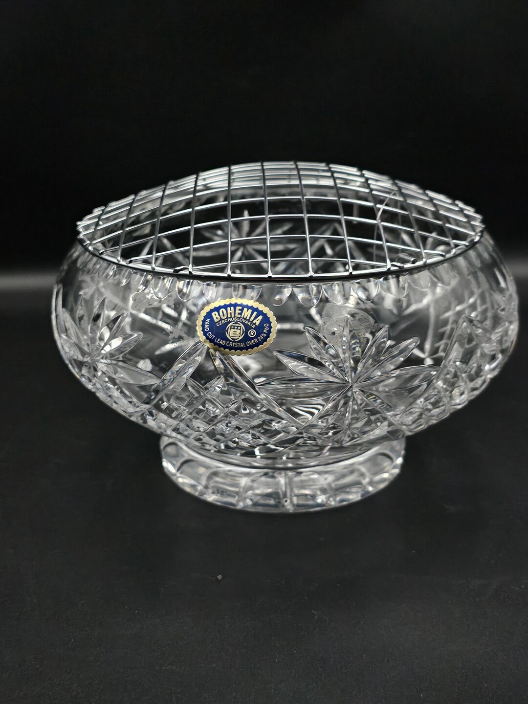 Extra Large Bohemian Crystal Rose Bud Posy Flower Bowl. 19cm Wide - Etsy