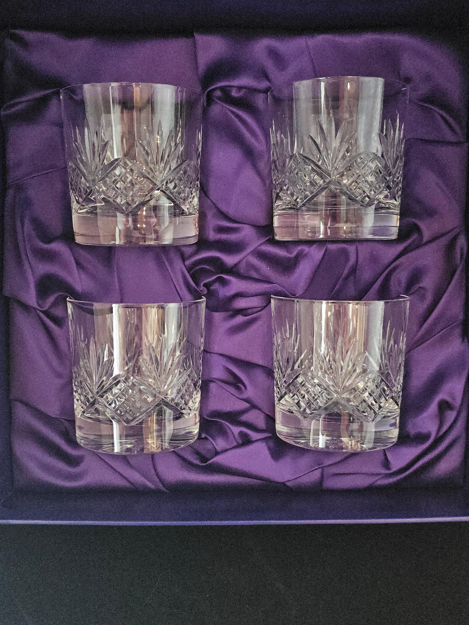 Edinburgh Crystal Finesse Pattern Set of 4 Whisky Tumblers. 9oz. Boxed ...
