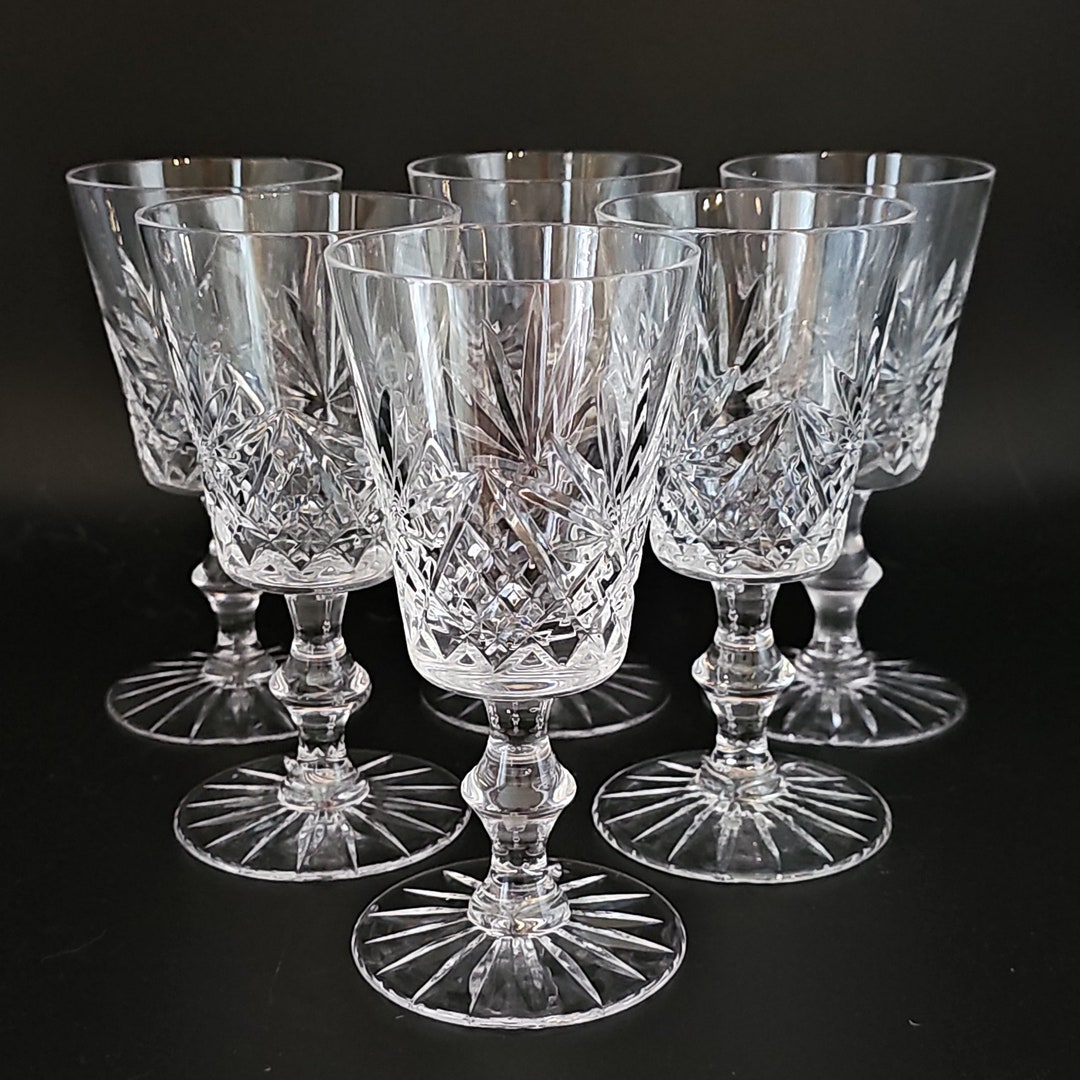 Set of 6 Vintage Crystal Wine Glasses. 175ml - Etsy UK