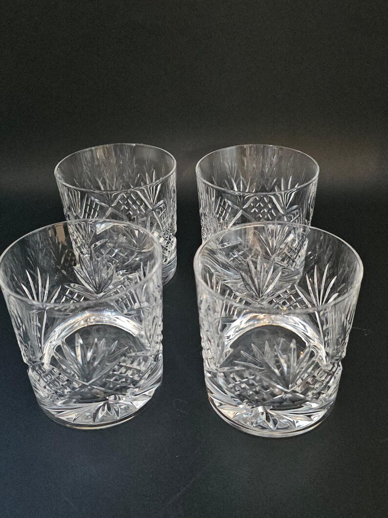 Edinburgh Crystal Finesse Pattern Set of 4 Whisky Tumblers. 9oz. Boxed ...