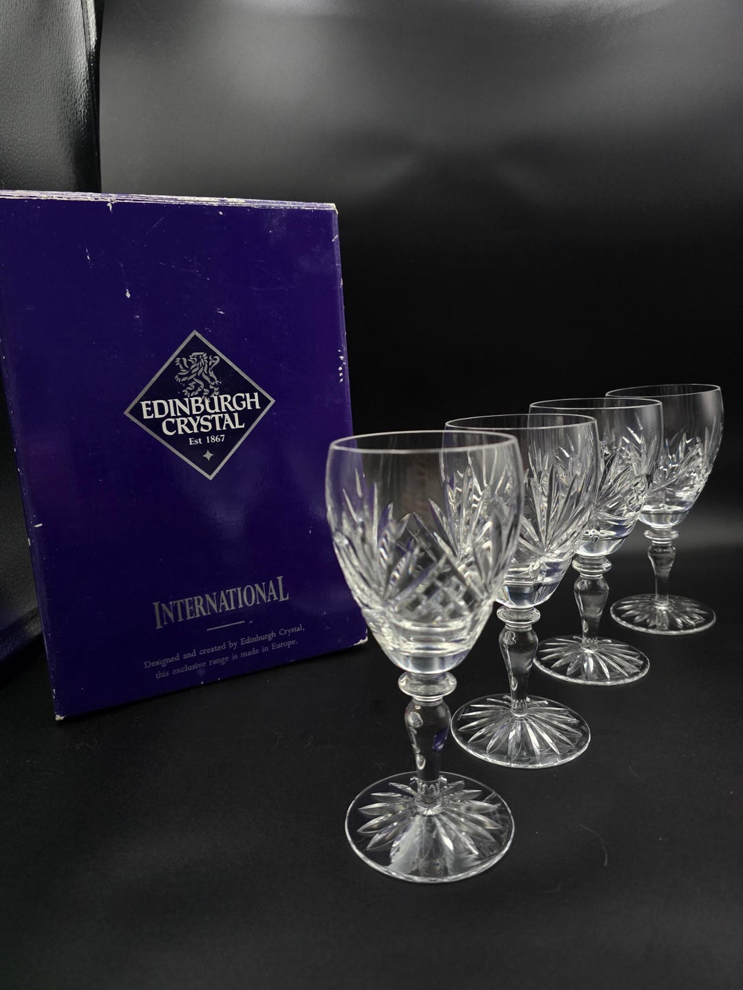 Edinburgh Crystal Wine Glasses - Sterling Pattern, Knopped Stem - Set ...