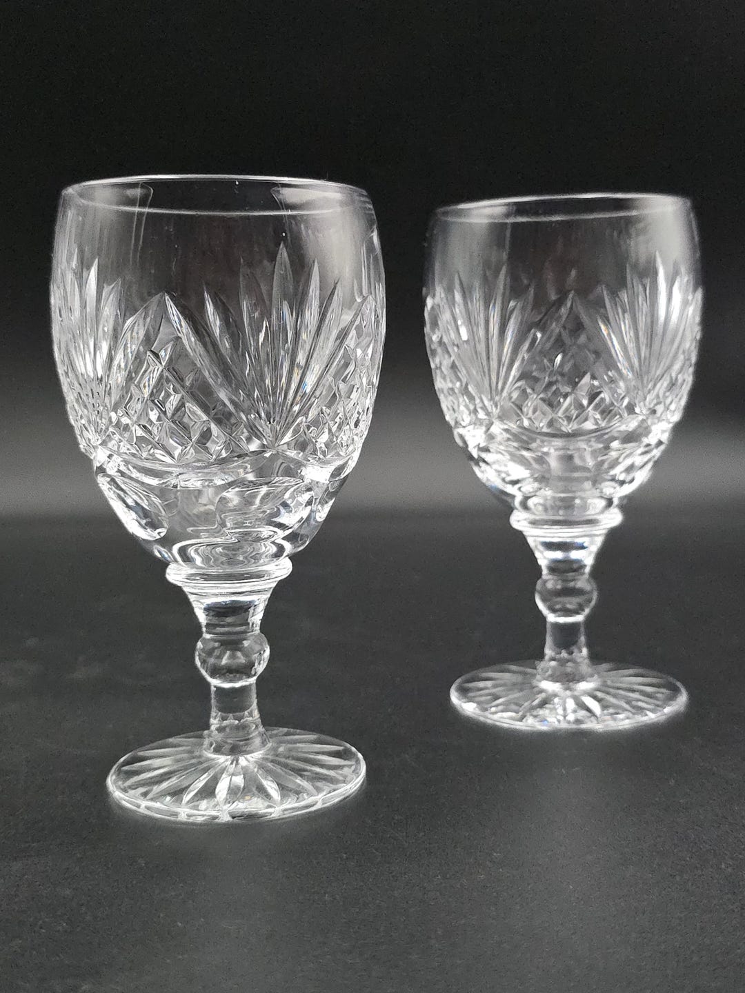 Vintage Crystal Sherry Glasses - Star Cut Base, Thumbprint Bowl - 1970s ...