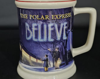 The Polar Express Believe Golden Ticket Christmas Tree Coffee Mug Train ...