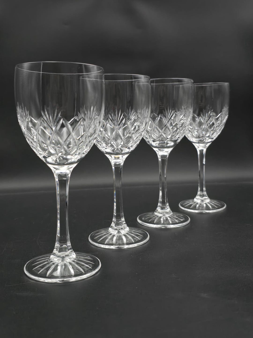 Set of 4 Edinburgh Crystal Oban Pattern Large Crystal Wine Glasses ...