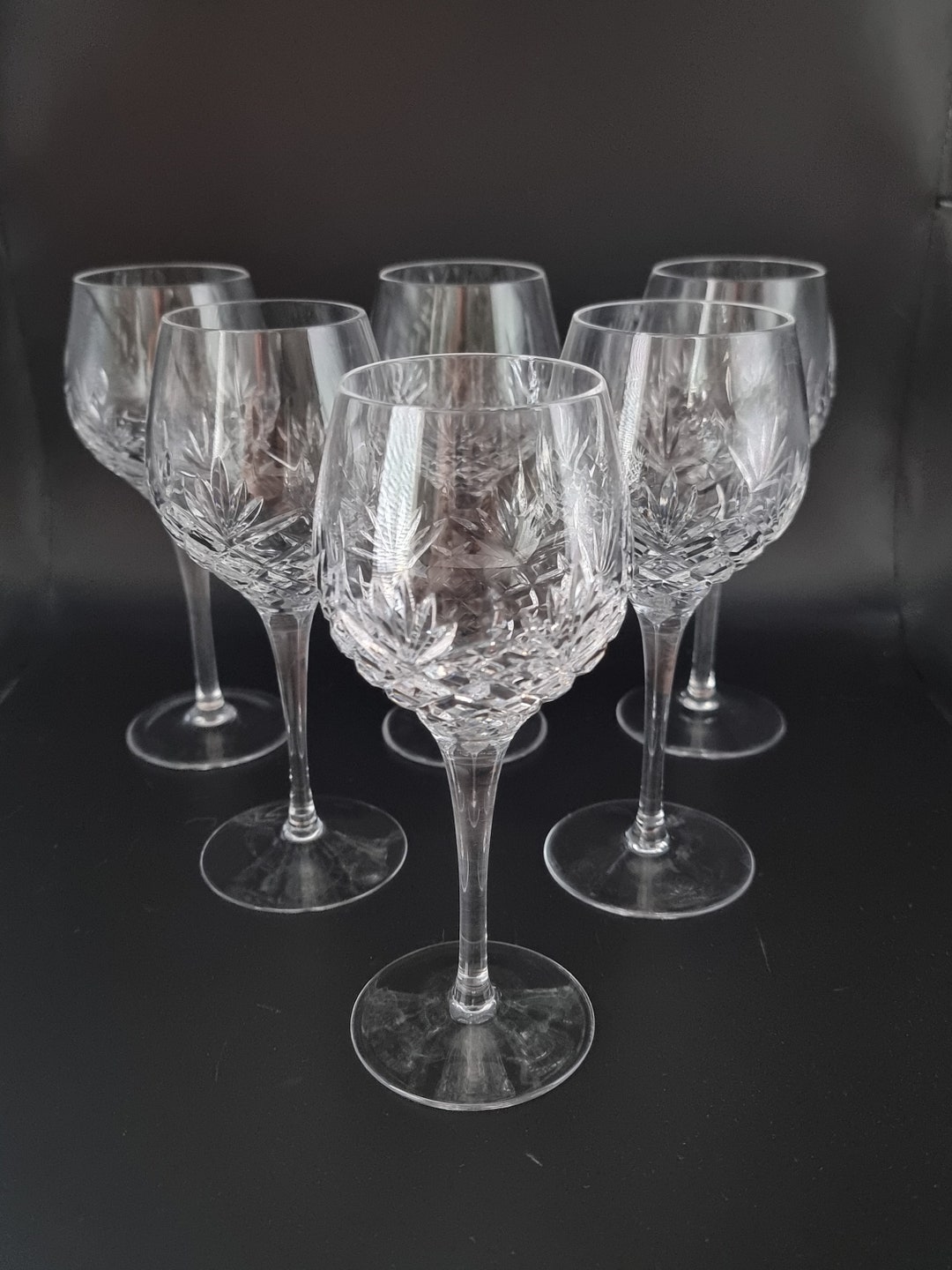 Beautiful Vintage Set of 6 Crystal Wine Glasses - Etsy UK