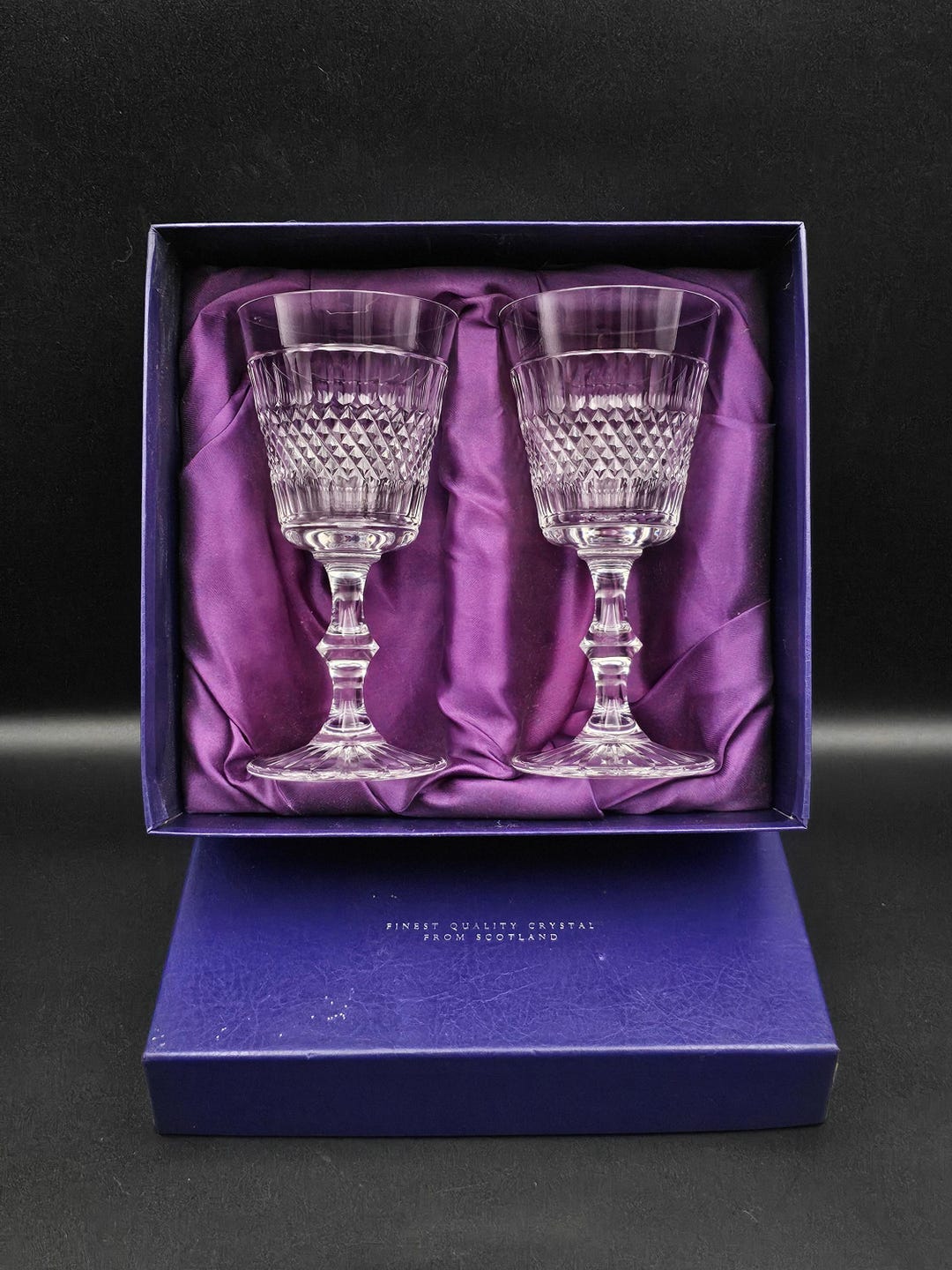 Pair of Edinburgh Crystal Cameron Pattern Crystal Wine Glasses 175ml - Etsy