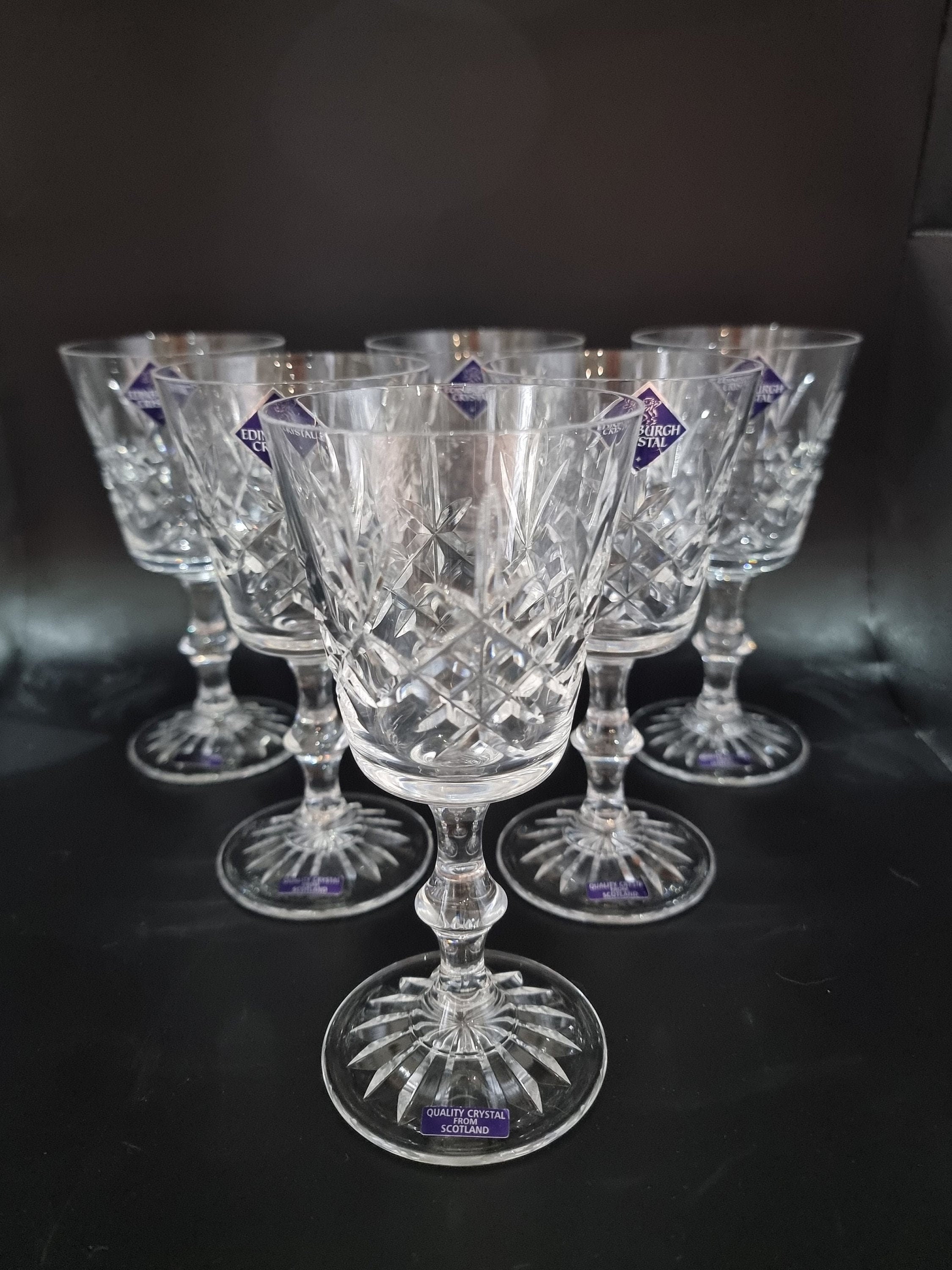 Edinburgh Crystal Lomond Pattern, Stunning Vintage Set of 6 Wine ...