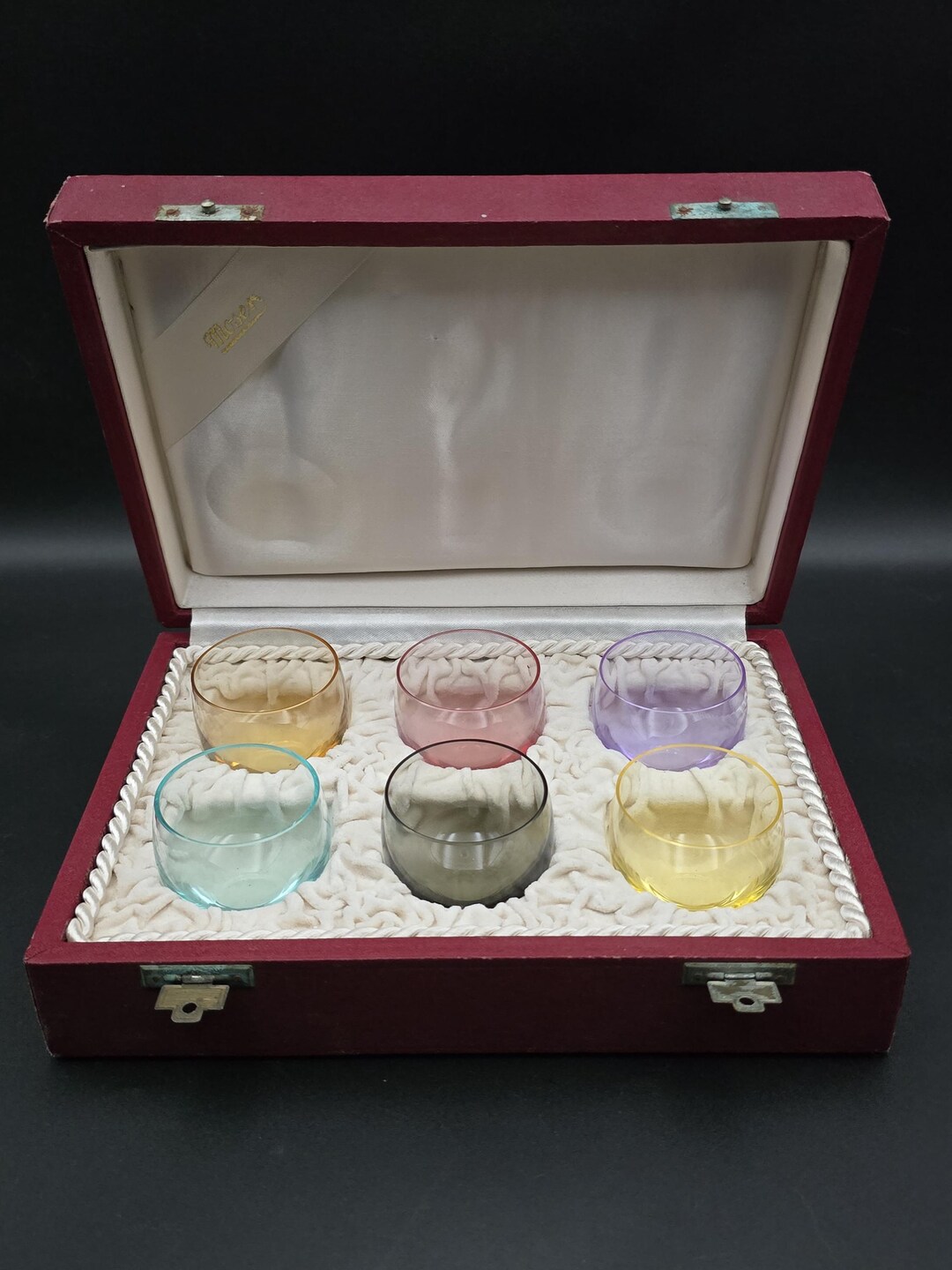 Czech Rudolf Eschler Moser Culbuto Set of 6 Coloured Crystal Shot ...