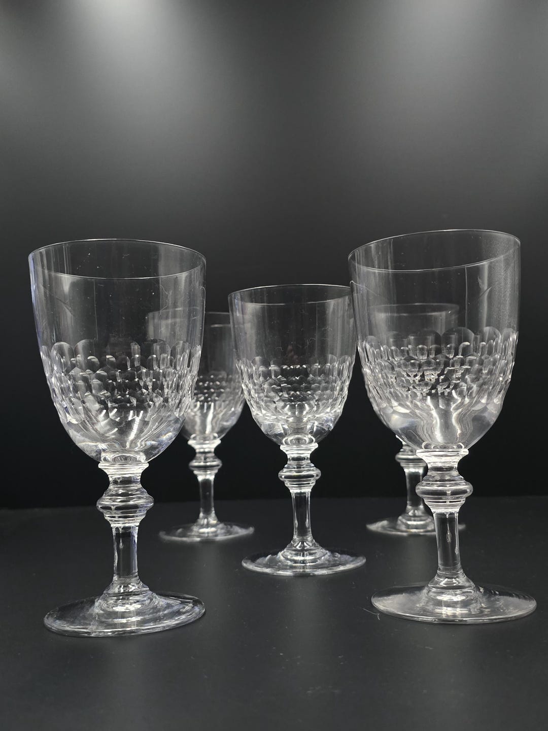 Set of 5 Vintage Cut Crystal Wine Glasses. 250ml.honeycomb Cut Bowl ...