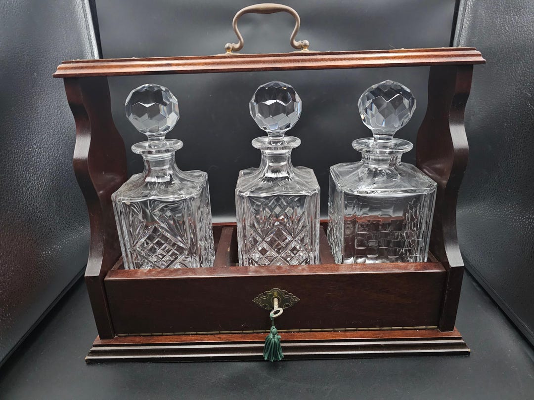 Beautiful Triple Decanter Tantalus With Working Lock and Key - Etsy