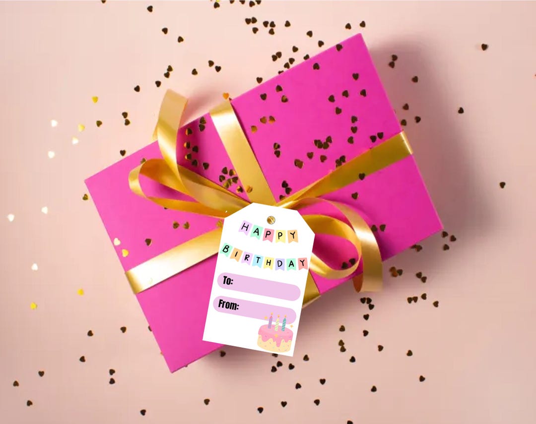 Pink Birthday Tags - Printable - Etsy