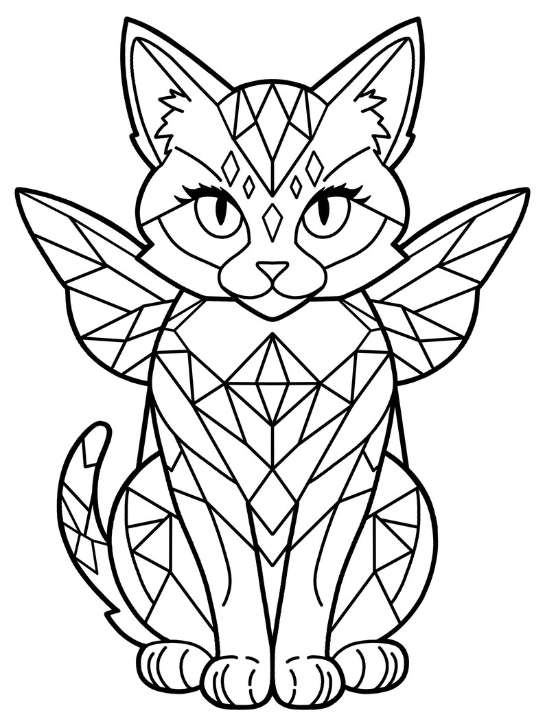 Diamond Cat Outline PNG - Etsy