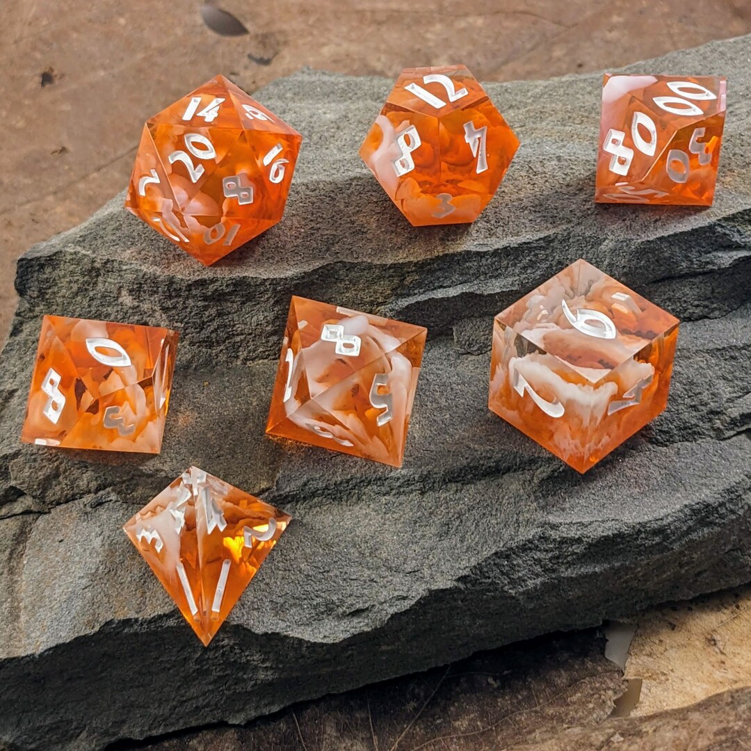 Ruidis Born | Handmade Resin Sharp Dice Set | 7 Piece Polyhedral Dice ...