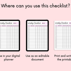 Weekly Checklist Printable, to Do List, Printable, Weekly Checklist ...