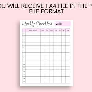 Weekly Checklist Printable, to Do List, Printable, Weekly Checklist ...