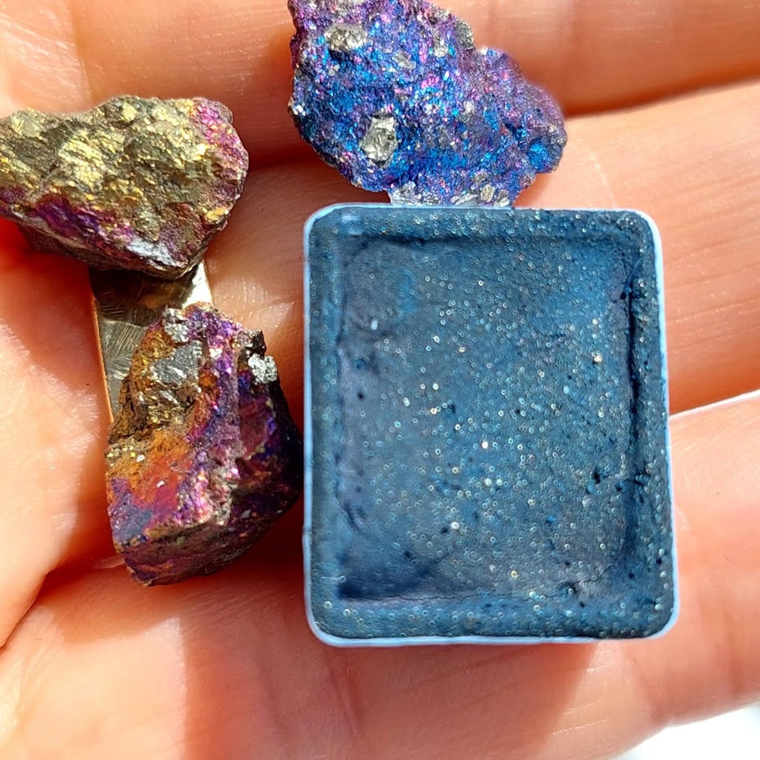 6 Handmade Iridescent Watercolors Palette (pigment + Tourmaline ...