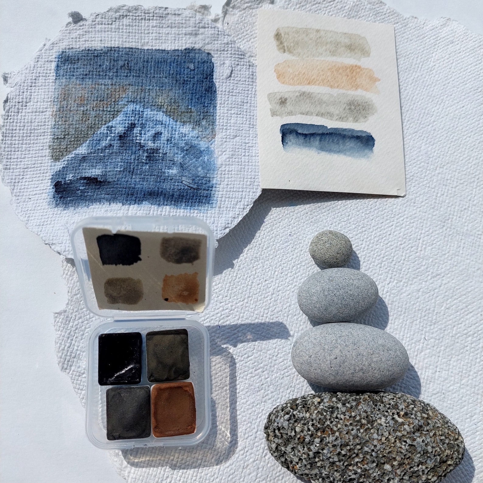 Mini Palette. Watercolor Set of 4 Colors. Eco Paints. Rock From Crete ...