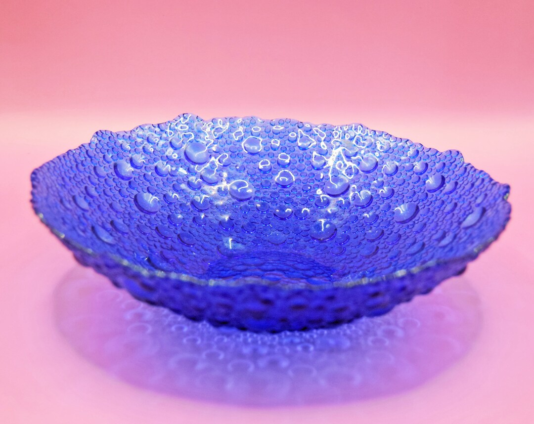 Vintage Sklo Union Cobalt Blue Pavel Panek Bubbled Glass Bowl - Etsy