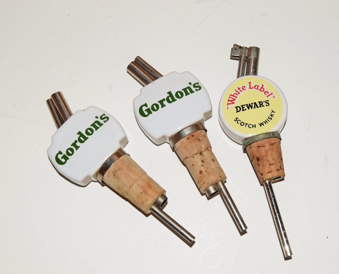 Vintage Dewar's White Label Scotch Whisky & Gordons Gin Bottle Pourers ...