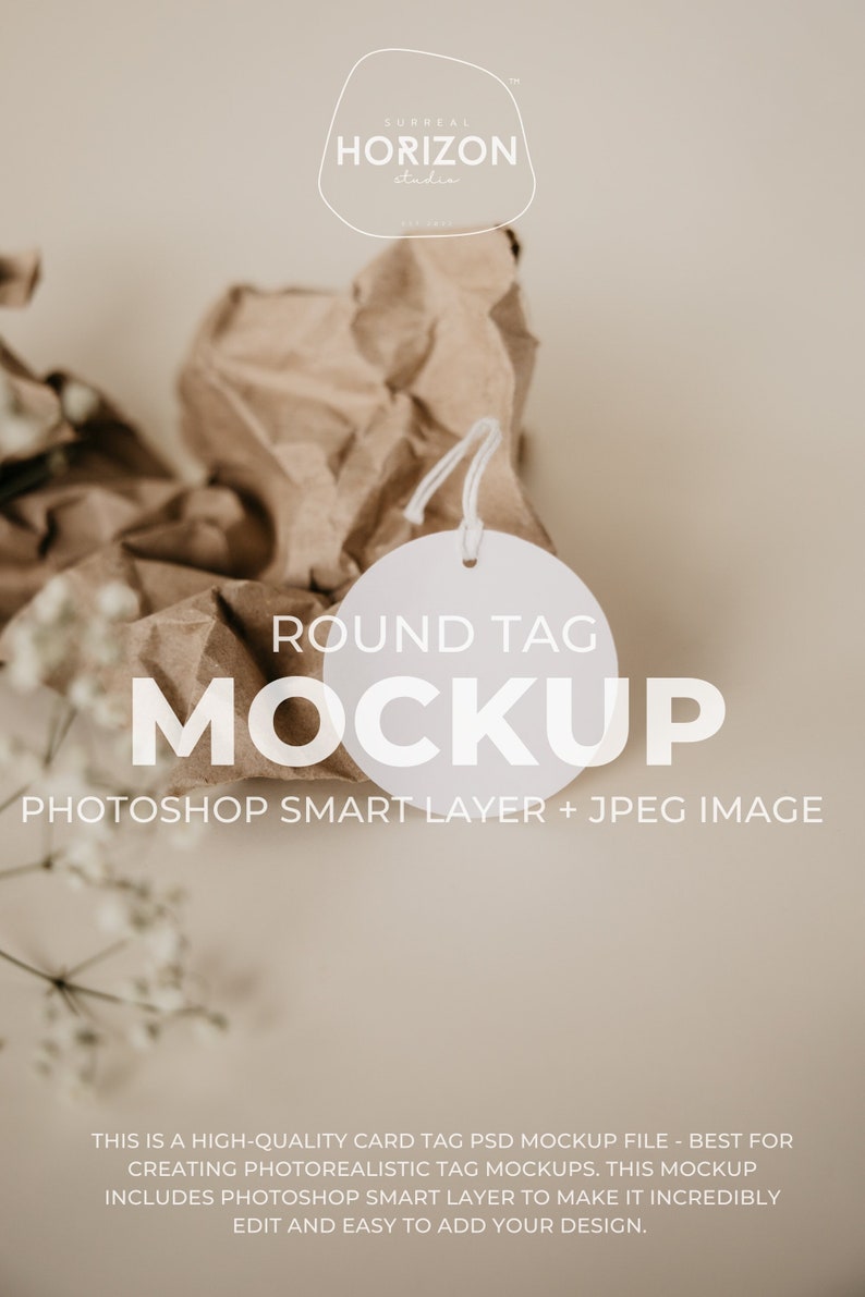 Minimalistic Round Hang Tag MOCKUP Simple Round Favor Tag - Etsy