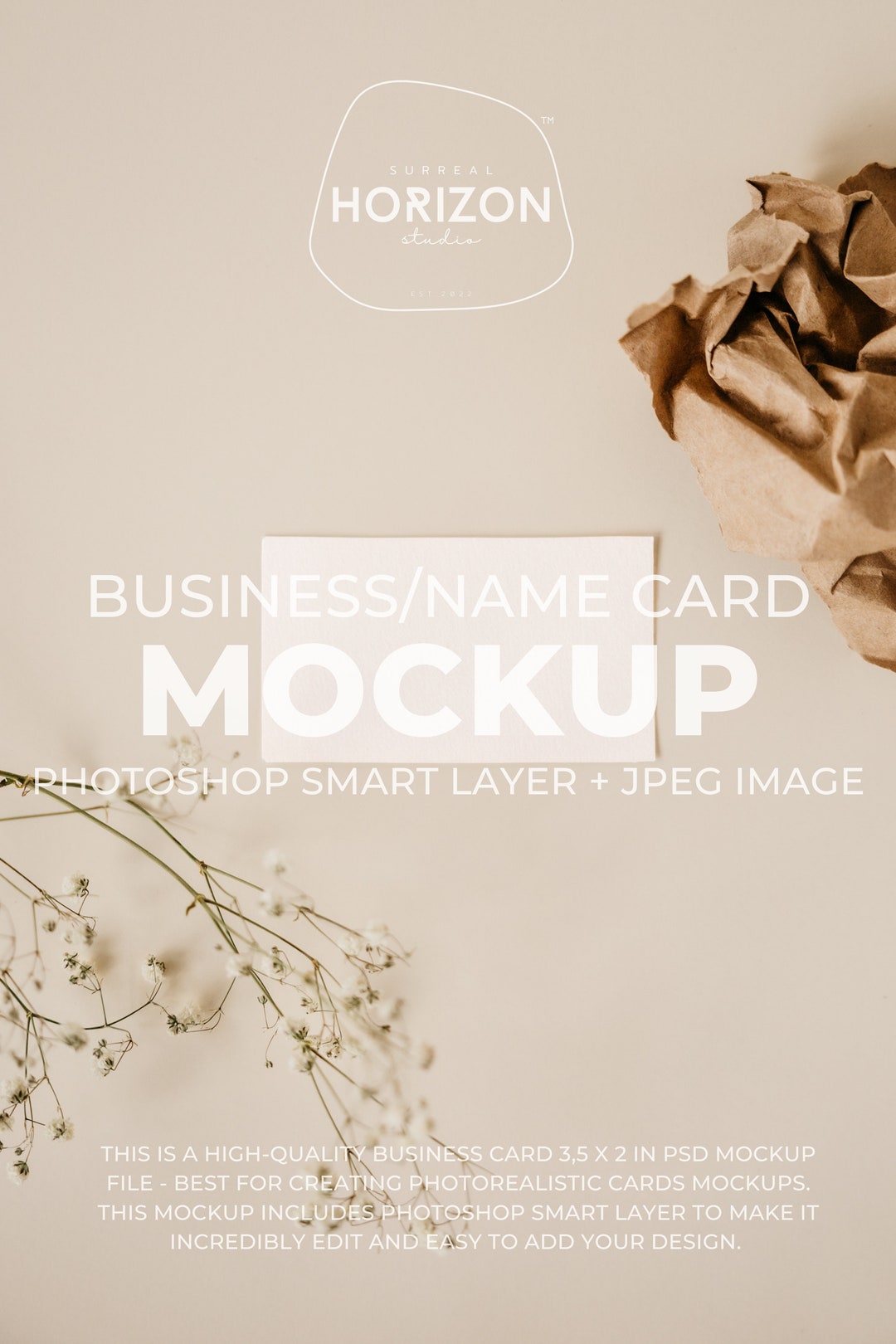 Minimalistic Name Card Mockup PSD JPEG Files, Single Top View Escort ...