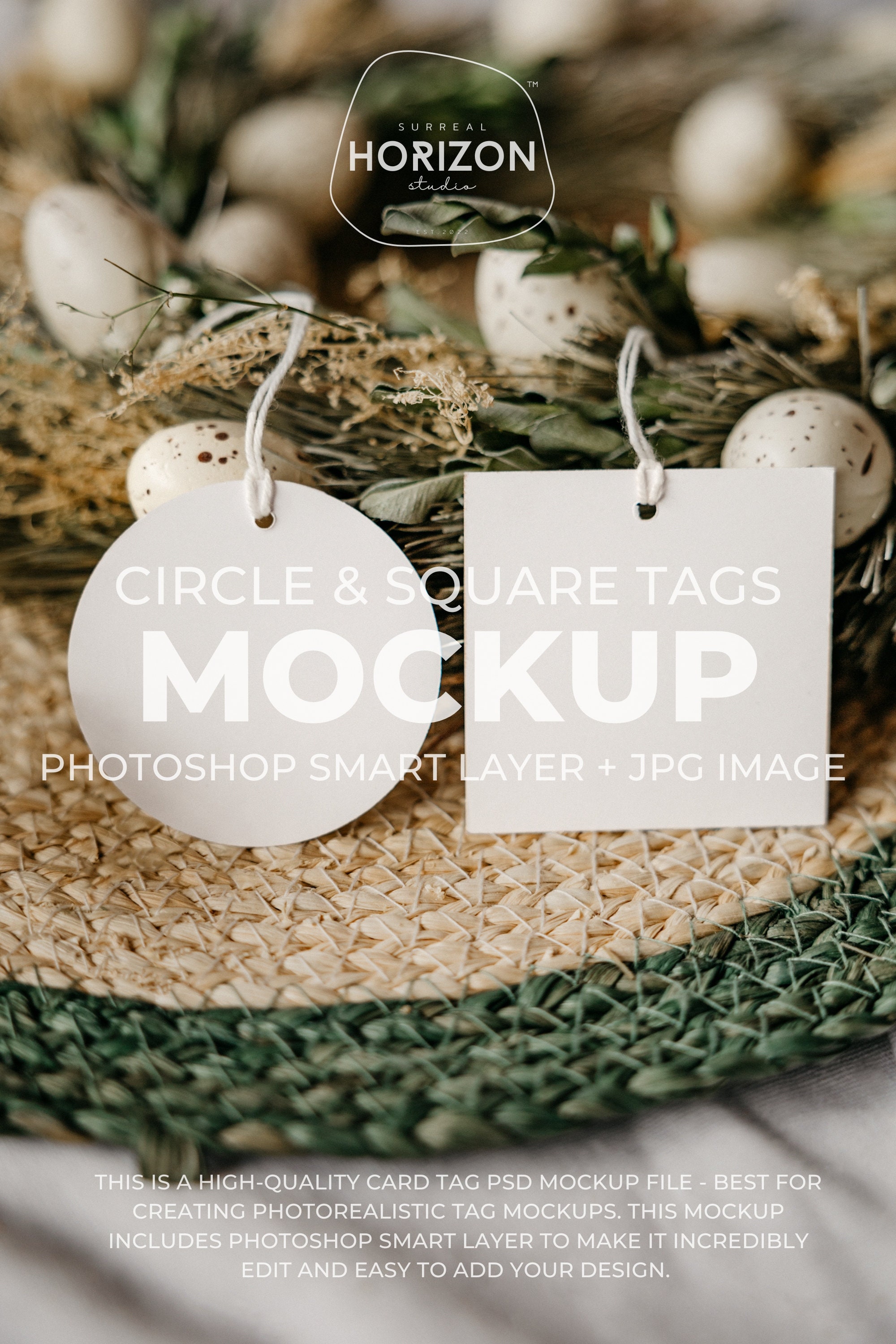 Easter Round & Square Favor Tags Mockups PSDJPEG, Easter Square Hang ...