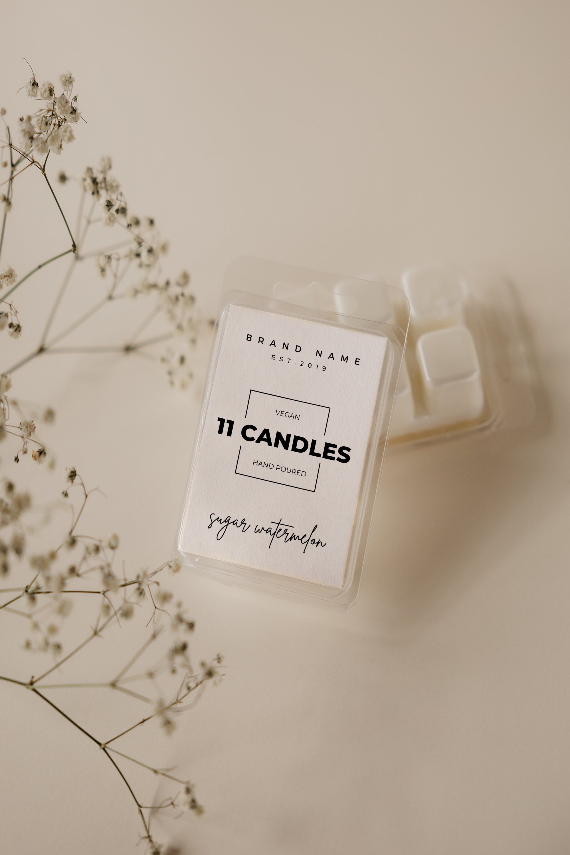 Simple Wax Clamshell Label Mockup, 2x3 in Minimalistic Wax Melt Mock Up ...