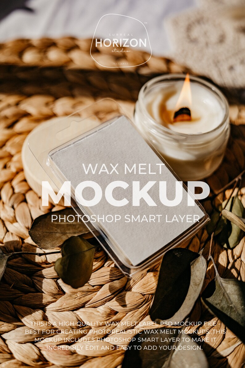 Customizable Wax Label Mockup PSD JPG Put Your Design Boho - Etsy