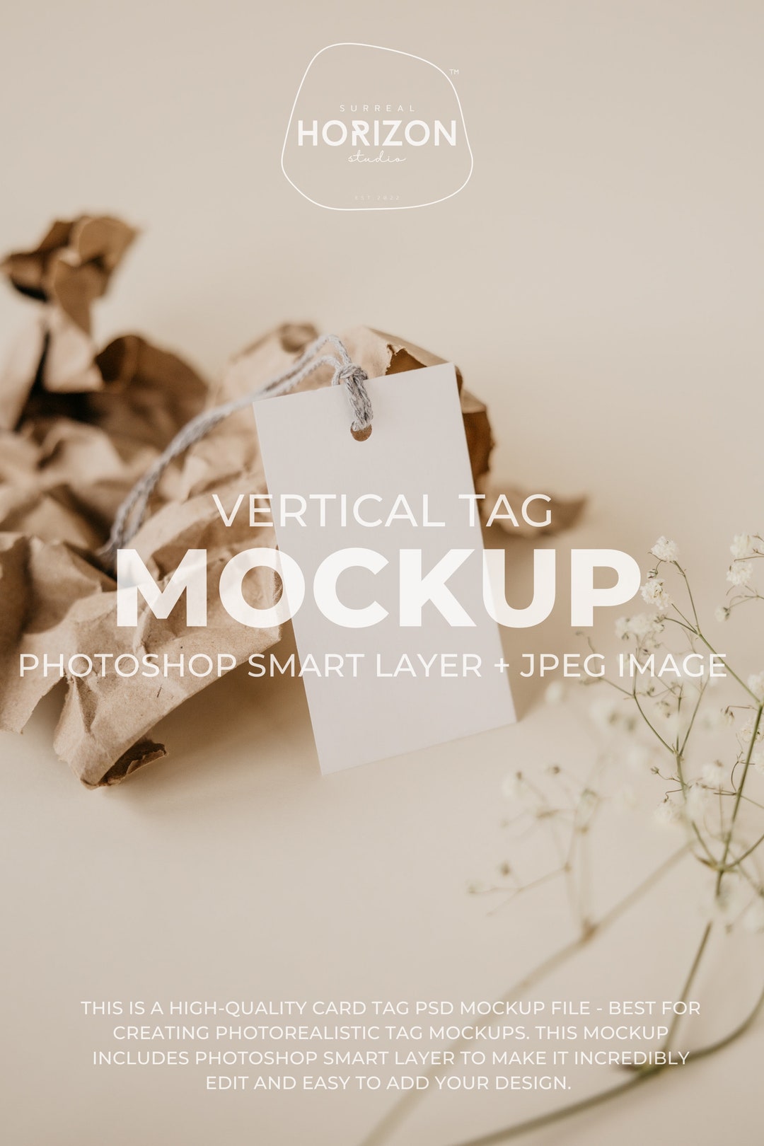 Minimalistic Gift Tag MOCKUP 2x3.5 Inch Size, PSD JPEG, Simple Product ...
