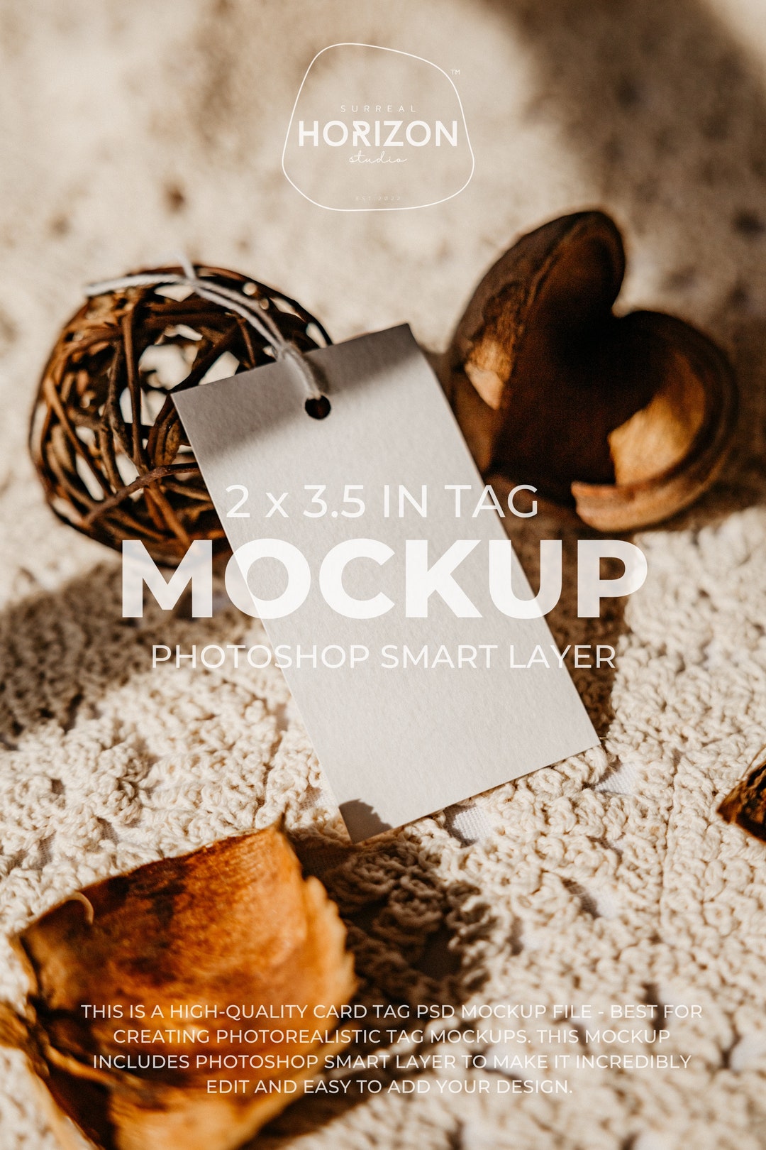 2x3.5 in Tag Mockup, Boho Hang Tag Mock, Clothing Tag Mock, Rectangle ...
