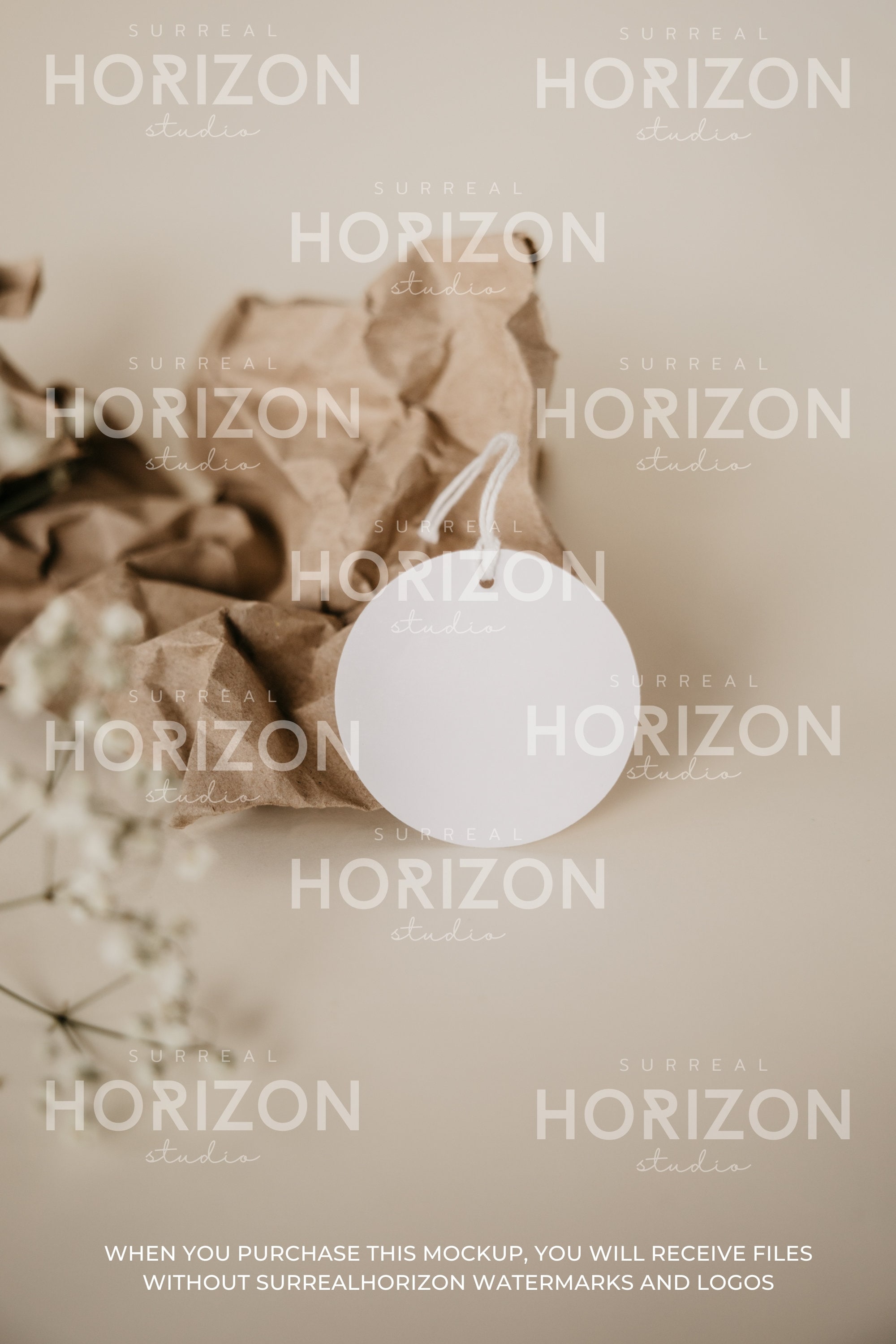 Minimalistic Round Hang Tag MOCKUP, Simple Round Favor Tag Mock Up ...