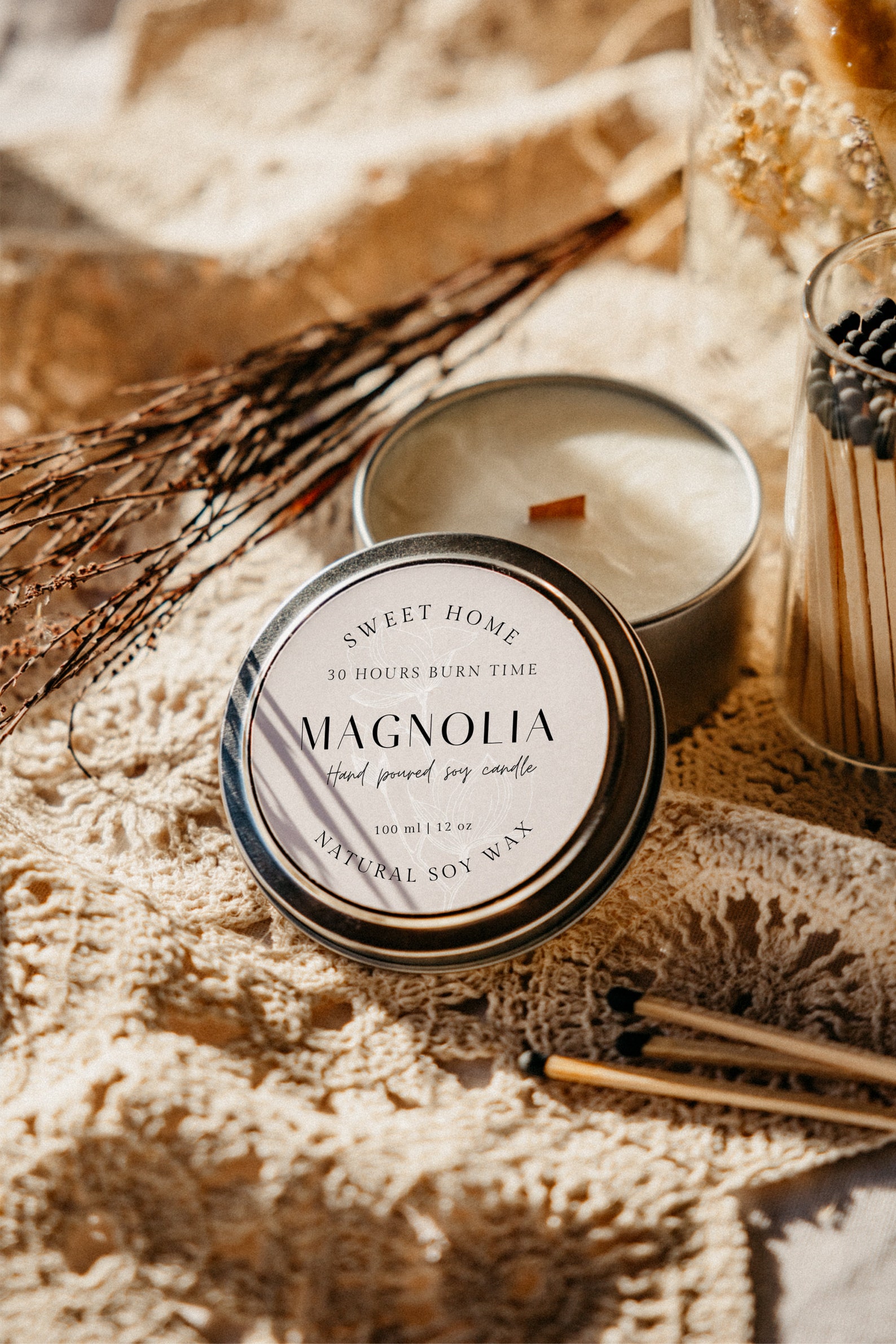 Round Candle Sticker Mockup, Circle Candle Label Mockup, Elegant Label ...