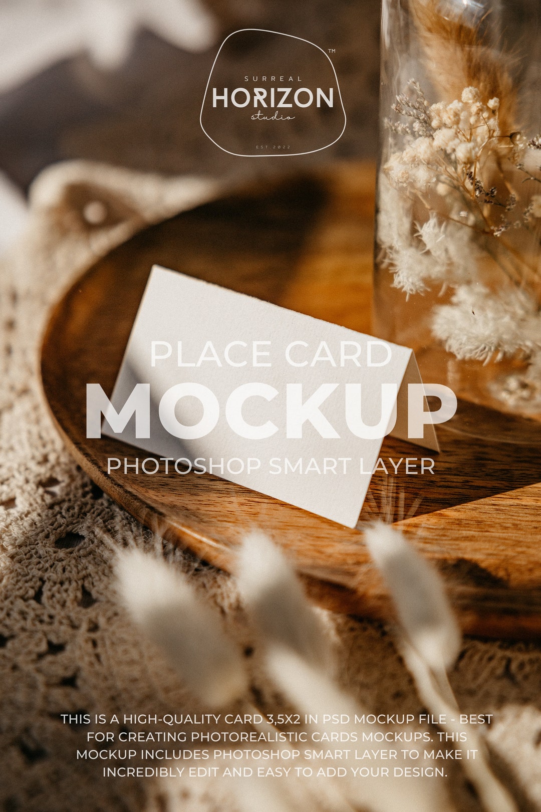 Boho Name Tag MOCKUP 3.5x2 Size in PSD Business Card - Etsy