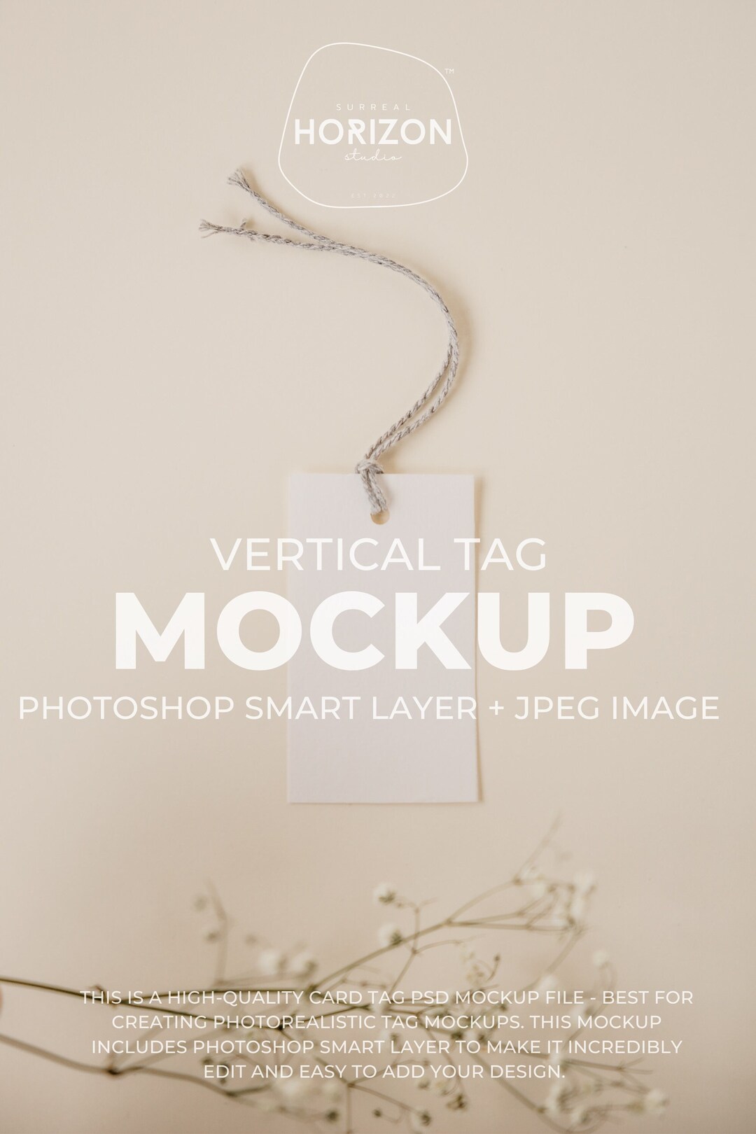 Trendy Flat Lay Minimalist Vertical Product Tag MOCKUPS 2x3.5 In ...