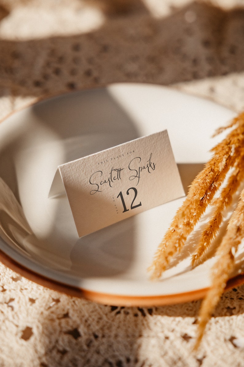 Boho Table Setting Card on Plate MOCK UP Simple Seating Card - Etsy
