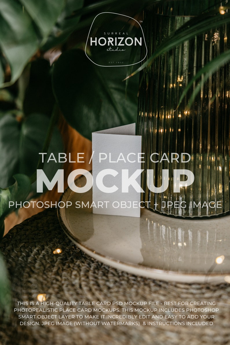 Greenery Vertical Wedding Table Card Mockup, Boho Vertical Place Card ...
