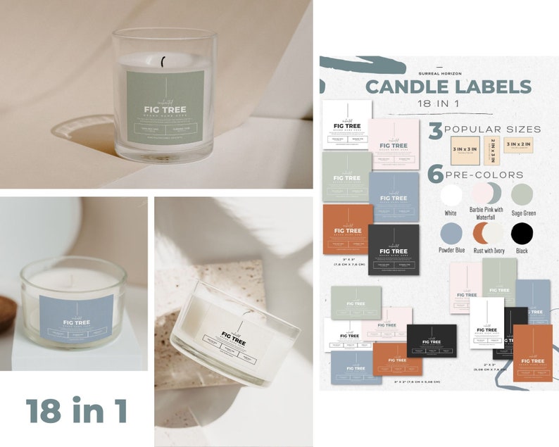 18 in 1 Square Rectangle Modern Candle Labels Template - Etsy